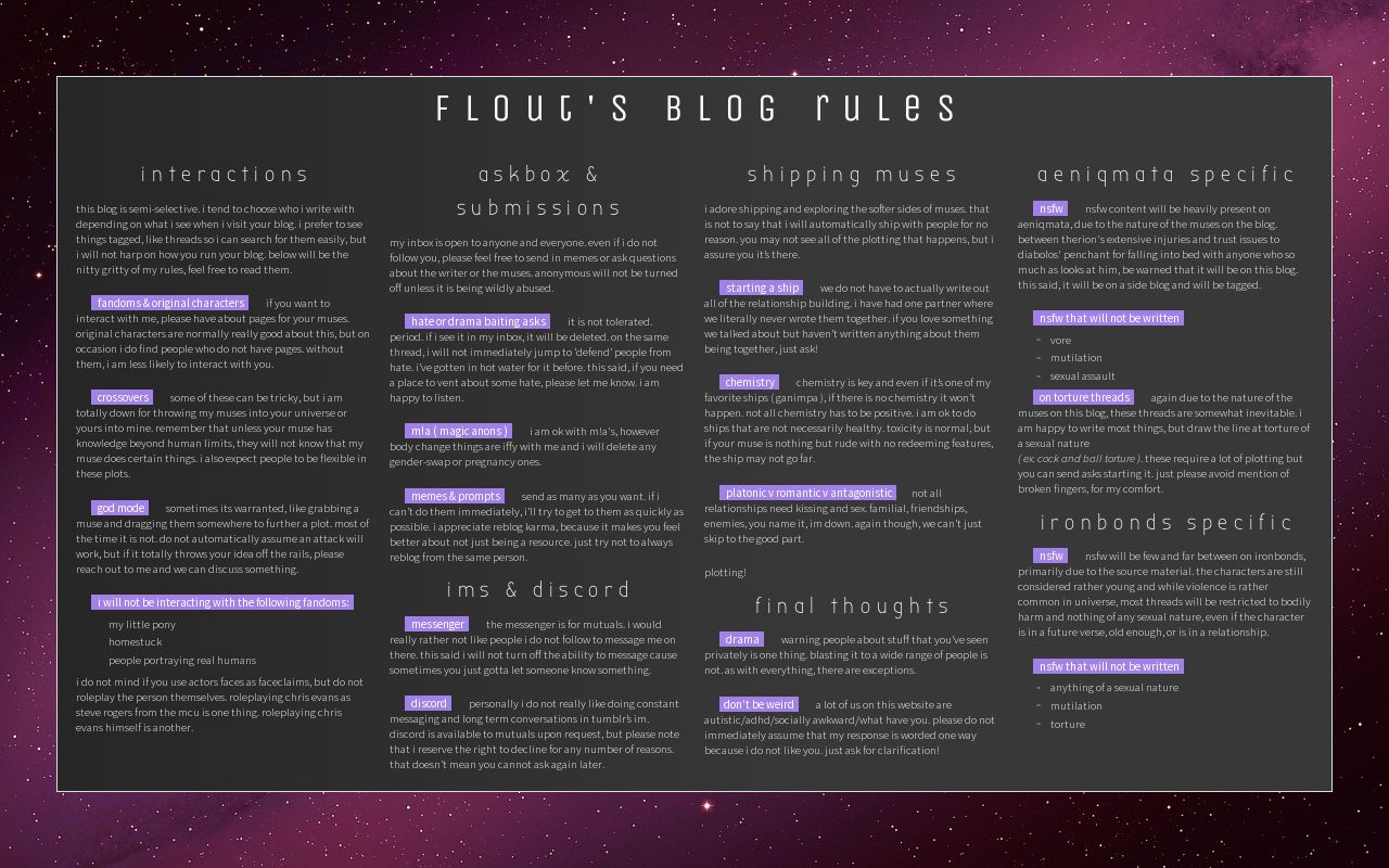 Flout's Blog Rules